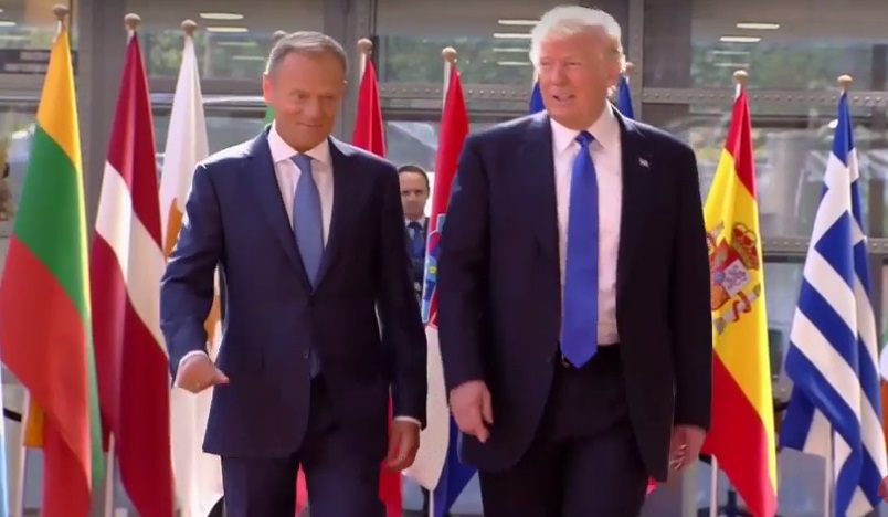 President Donald Trump Arrives at the European Union Headquarters ...