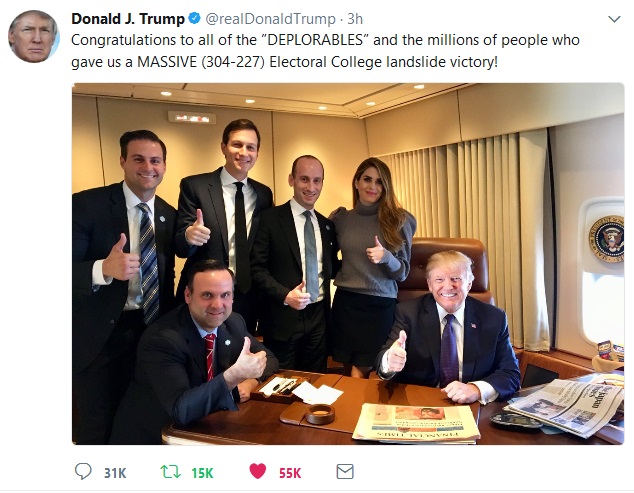 President Trump Tweets "Congratulations Deplorables" To Celebrate One ...