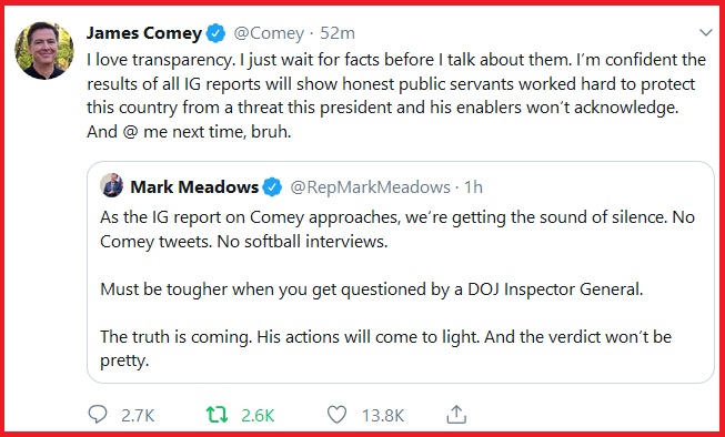 James Comey Responds IG Investigation and Criminal Referral... - The ...
