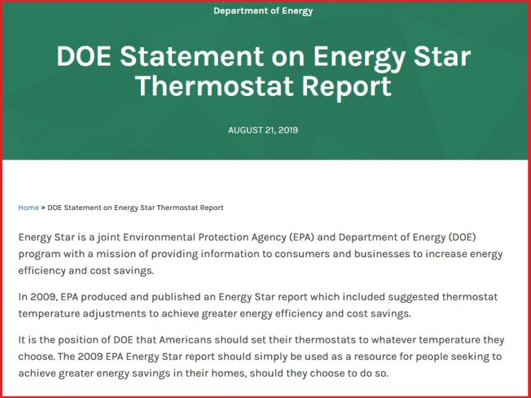 DOE Issues Statement on Energy Star Thermostat Report.... - The Last Refuge