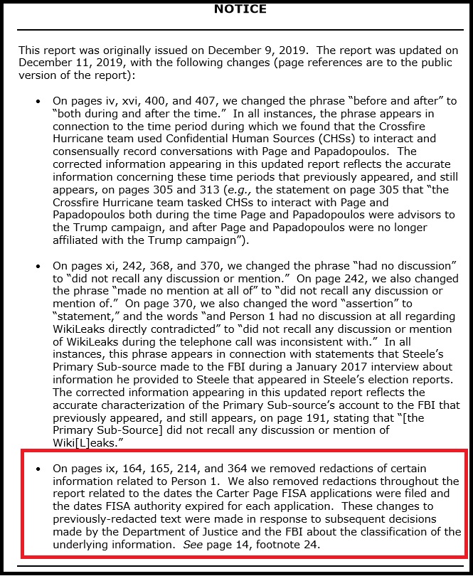 IG Modifies FISA Report, Adds Declassification Aspect Per DOJ (Barr ...