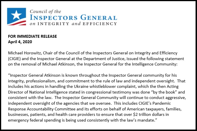 Laughable and Political - Former ICIG Michael Atkinson Releases ...