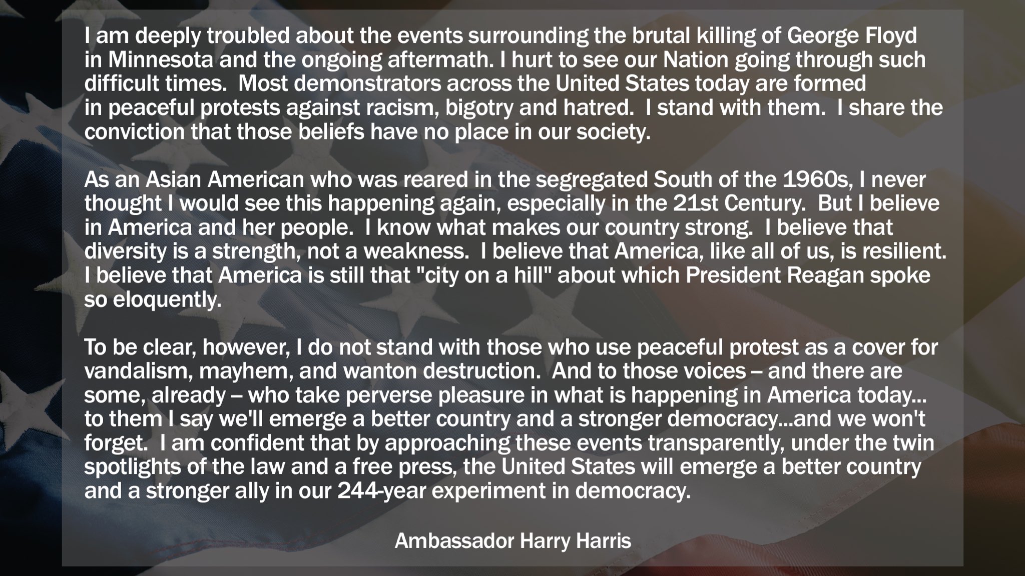U.S. Embassy Seoul, Ambassador Harry Harris, Posts Banner In Support of ...
