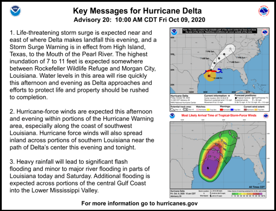 Hurricane Delta Approaches Texas/Louisiana Gulf Region - Landfall ...