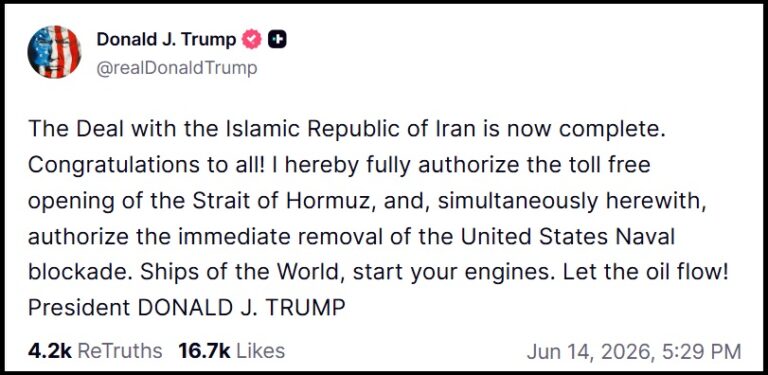 President Trump Announces Iran Deal is Complete - Strait of Hormuz Open ...