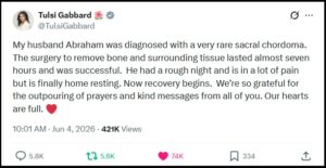 DNI Tulsi Gabbard Gives Update Following Surgery for Husband Abraham ...